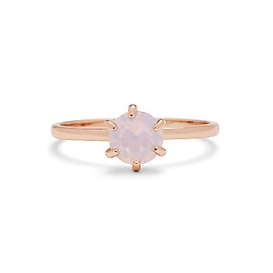 Pura Vida Rose Gold-Plated Iridescent Stone Stackable Ring - Brass Base, Stylish Design - Size 9