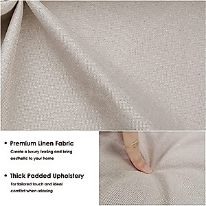 HOSTACK Full Bed Frame with 4 Storage Drawers, Upholstered Platform Bed Frame with Button Tufted Headboard, Heavy Duty Mattress Foundation with Wooden Slats, No Box Spring Needed (Beige, Full)