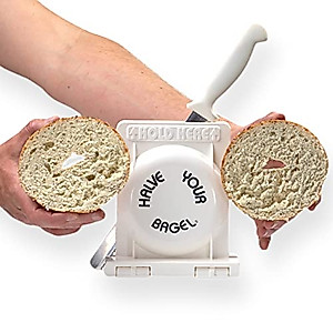 Halve Your Bagel Slicer Safely Cut Large, Medium, Small Bagels for Home Kitchens, Coffee Shops Easy to Use White Plastic Bagel Slicers