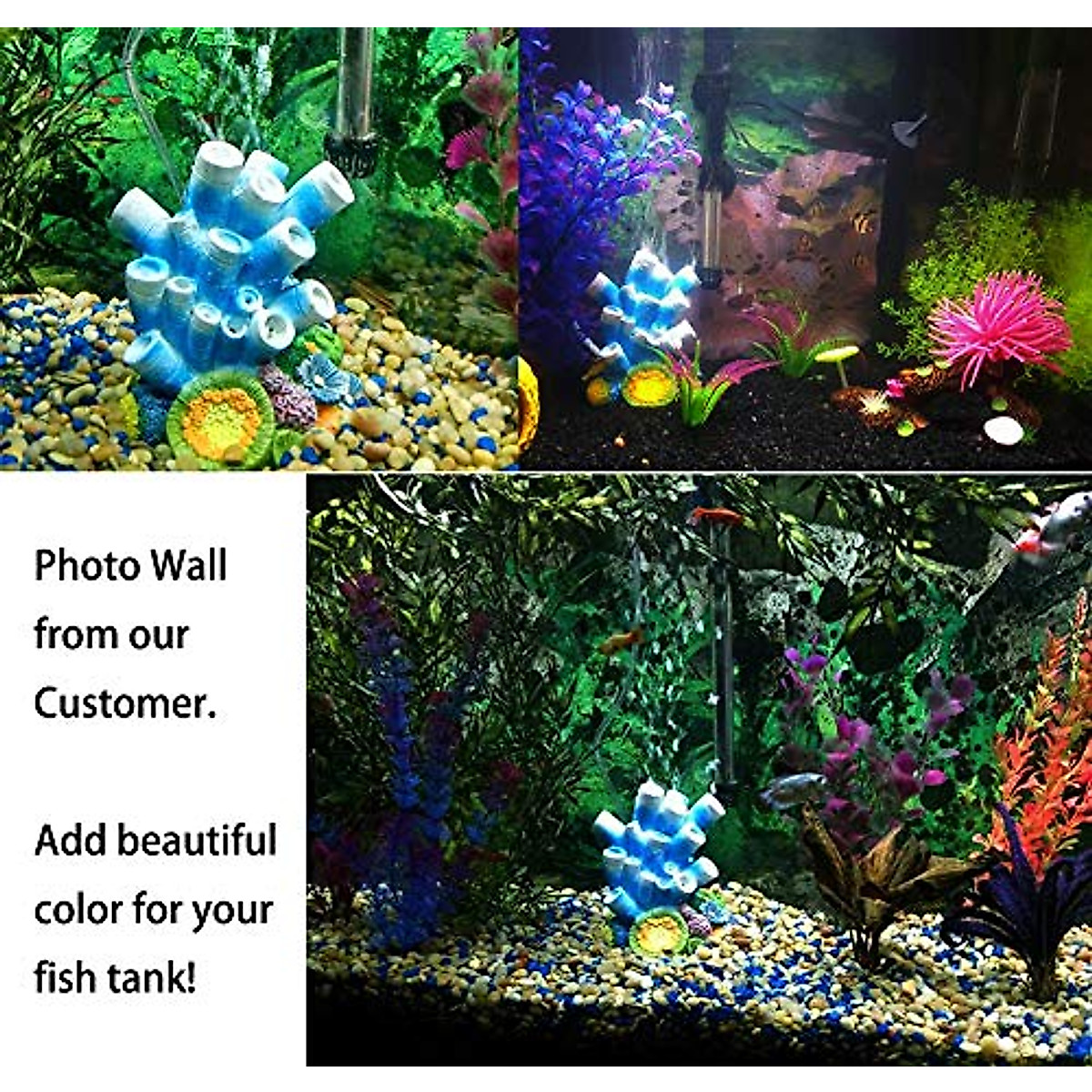 Aquarium Decor Air Bubble Stone Blue Coral Starfish Oxygen Pump Resin Crafts for Aquarium Fish Tank Ornament Decoration