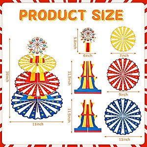 UPINS Carnival Theme Cupcake Stand,Carnival Theme Party Decorations Circus Theme 3 Tier Cupcake Stand Circus Cardboard Cupcake Holder Tower for Carnival Circus Theme Birthday Party Favors Supplies