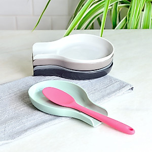 Youngever 5 Pack Plastic Spoon Rests, Kitchen Utensil Holders, Plastic Spoon Holders (Urban Color)