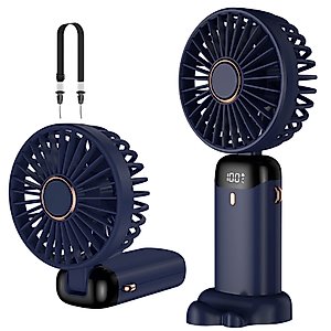 Rafada Handheld Fan, Mini Portable Fan USB Rechargeable, Small Pocket Fan 5 speeds with Lanyard and Base, Built-in 4200mAh Battery USB Desk Fan Foldable for Office, Outdoor, Home, School