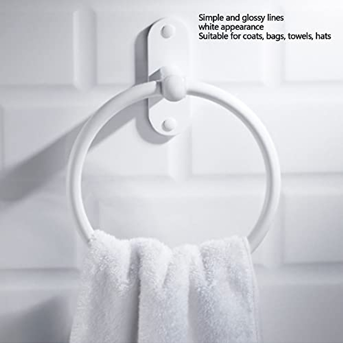 Bathroom Towel Holder, Aluminium Alloy Space Saving White Elegant Style Washroom Hand Towel Rings, Hangers Wall Mount Heavy Duty Storage for Hotel Bathroom Kitchen
