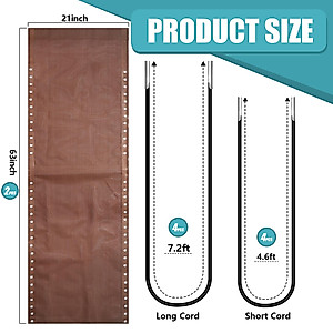 Queekay 2 Pcs Gravity Chair Replacement Fabric with 8 Bungee Cord Lounge Chair Cloth Mesh Patio Chair Repair Kit for Patio Recliner Outdoor Lawn Pool Beach Sling Chair(Brown, 63" x 21")