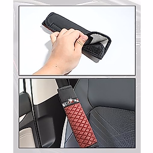 AOCISKA 2Pcs Car Seat Belt Cover Pads,Auto Seat Belt Cover,Seatbelt Shoulder Seatbelt Pads Cover for a More Comfortable Driving,Sparkling Rhinestone Shoulder Strap (Wine Red)