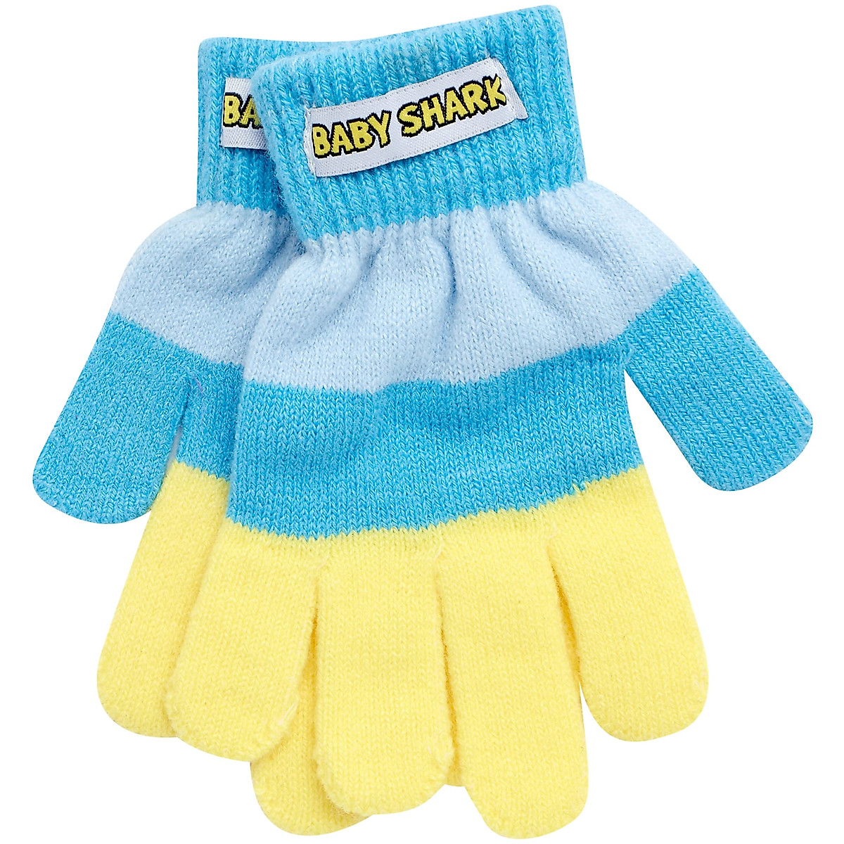 Nickelodeon Boys' Baby Shark Winter Hat and 2 Pairs of Mitten Set (Toddler), Size Age 2-4, Baby Shark Blue/Yellow Glove