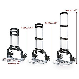 Folding Hand Truck Moving Dolly up to 171 LBS Capacity Aluminum Folding Hand Cart Platform Trolley