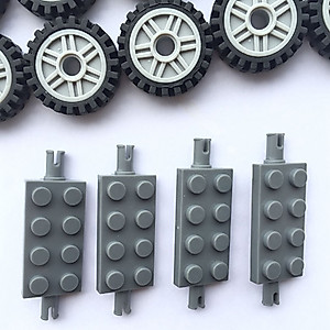 24 mm X 7 mm Tire,Wheel and Long Axles -50 Pieces Brick Building Chassis Pieces Education Wheels Set Toy