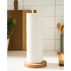 KitchLife Wooden Paper Towel Holder Countertop - Solid Beechwood Paper Towel Dispenser Stand with Anti-Skid Base