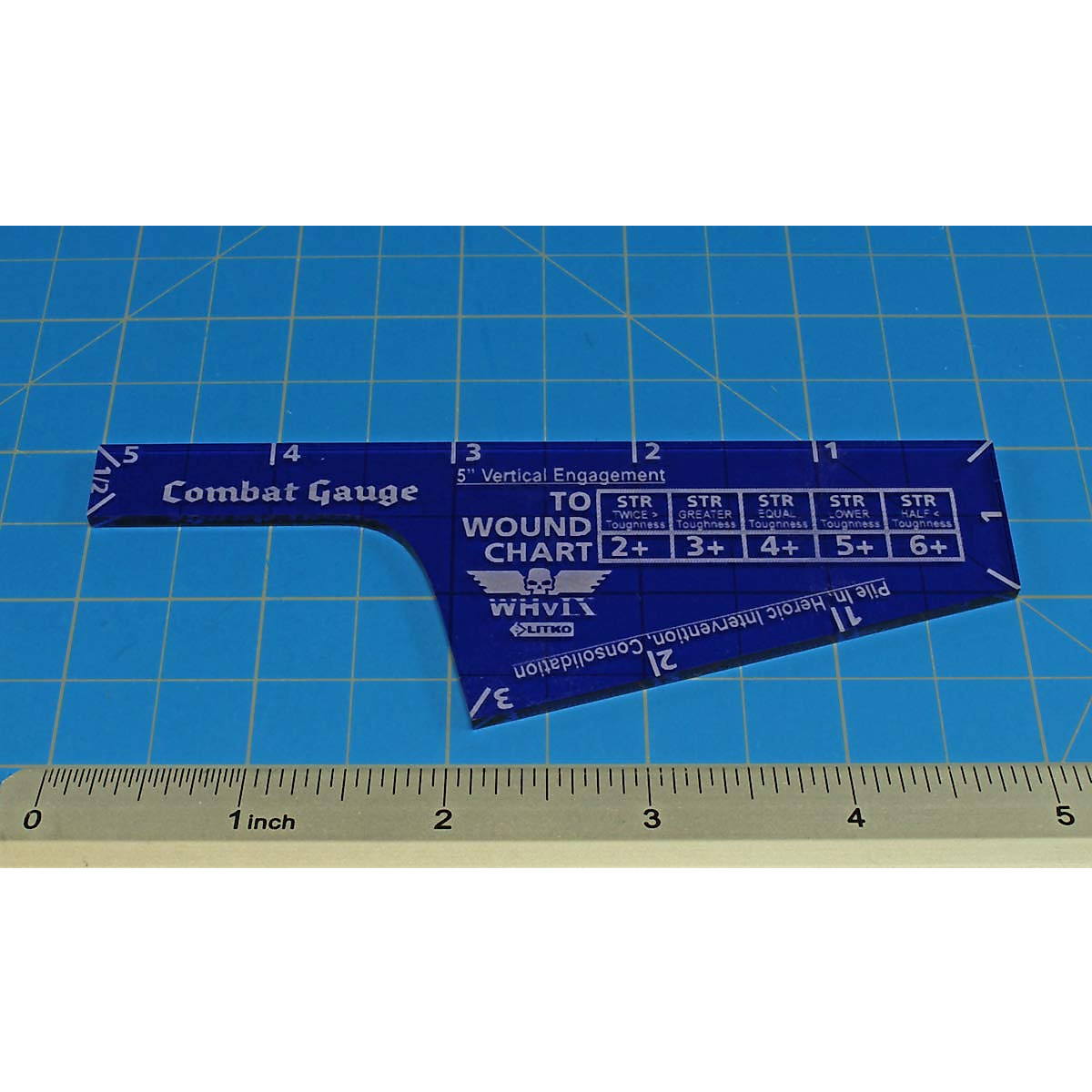 LITKO 5-inch Double-Sided Combat Gauge | Compatible with Warhammer 9th Edition | Wound Chart | WH40K | WHv9 (Transluscent Blue)