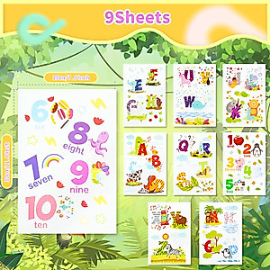 9 Pieces Alphabet Window Cling for Kids ABC Preschool Numbers Educational Peel and Classroom Stickers Removable for Kids Playroom Bedroom Nursery Living Room Decorations
