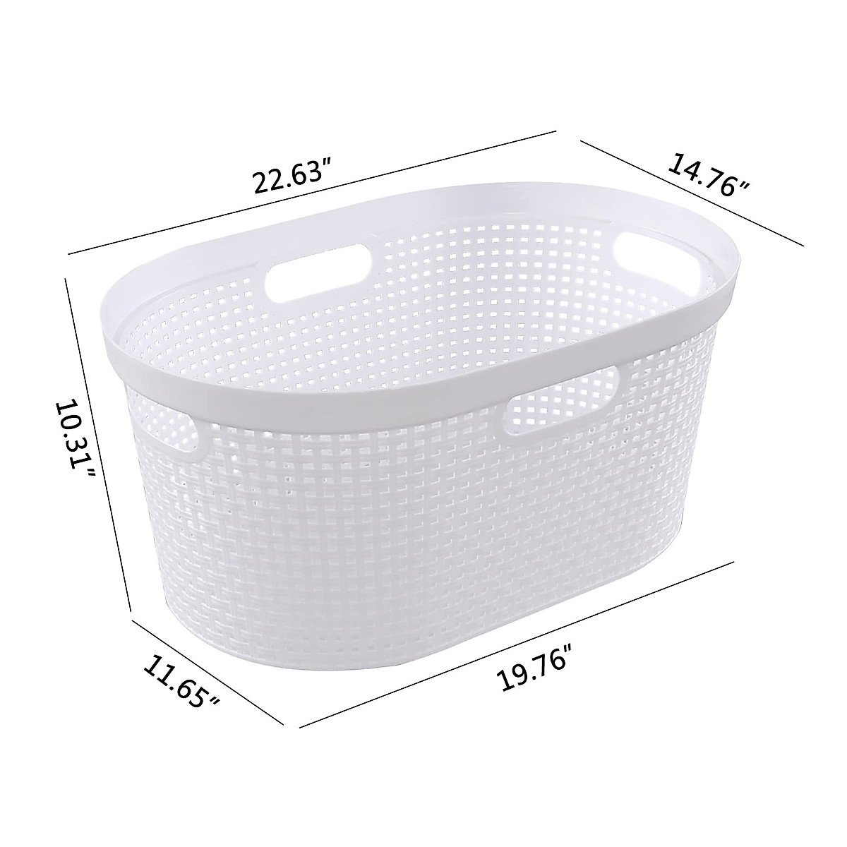 Vcansay 42 L Hip Hugger Laundry Basket, White Plastic Dirty Clothes Basket, 4-Pack
