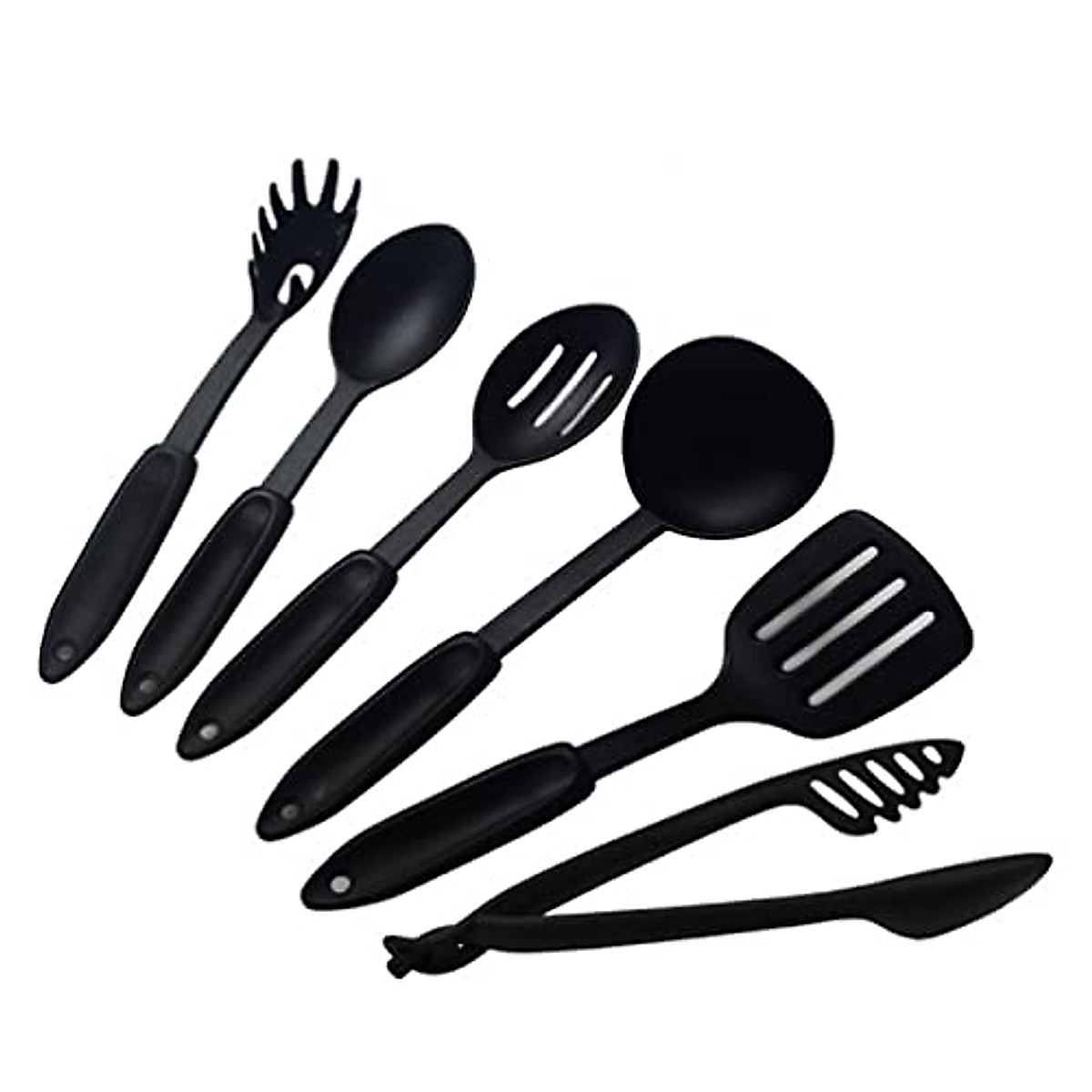 6 Pieces Ergonomic Kitchen Tool Set Multifunctional Dishwasher Cooking Utensils Slotted Spoon Server Food Clip Ergonomic Handles Kitchen Utensils Set