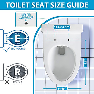 Elongated Toilet Seat - Heavy Duty Toilet Lid with Thick Premium UF Material, Soft Close & Quick Release, Top Fix to Install and Clean for Most Brand Standard Toilet Seats by WEKEY - White