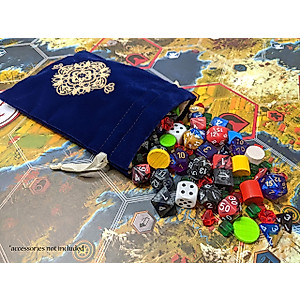 Miriyan Spiritual Mandala Tarot & Dice Bag I Velvet & Satin Drawstring Pouch Ideal Size for Tarot & Oracle Cards, DND, D&D, Dungeons and Dragons Accessories, Runes & Jewelry I Travel Gift Bag (Blue)