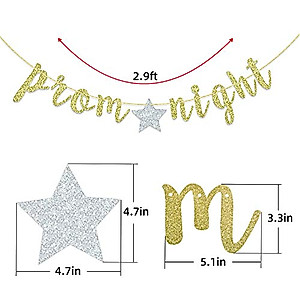 Prom Night Banner, Gold Glitter High School Prom Letter Banner, Prom Photo Prop, Prom, Graduation, Birthday Decoration (Gold)