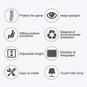 LVYUAN Height Adjustable Children's Desk and Chair Set, Spacious Storage Drawer, with Adjustable Tilted Desktop, Bookstand, Touch Led Lamp for School Students, Kids Interactive Workstation