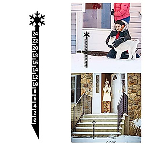 Gift 24cm Snowflake Snow Measuring Instrument Snowmobile Snow Measuring Instrument Metal Snow Measuring Ruler Outdoor Garden Ornament 24 Magnetic Level (Black, One Size)