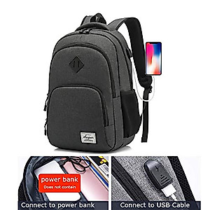 AUGUR Laptop Backpack with Changer Water Resistant Travel Backpacks College Backpack School Bookbag Fit 15.6 Inch Laptop Work Business Backpack for Men(Black)