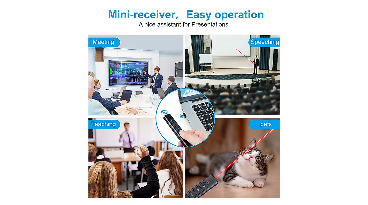 Wireless Presenter Remote with Laser Pointer & 100FT Range | UBUYONE