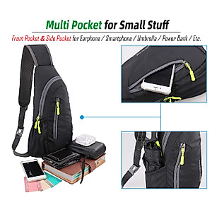 Gisdanchz Sling Bags for Men Water-proof, Lightweight Sports Sling Backpack Small Rucksack for Men Women Cross Body Chest One Strap Shoulder Bags Personal Pocket Small Travel Bag for Gym Sport, Black