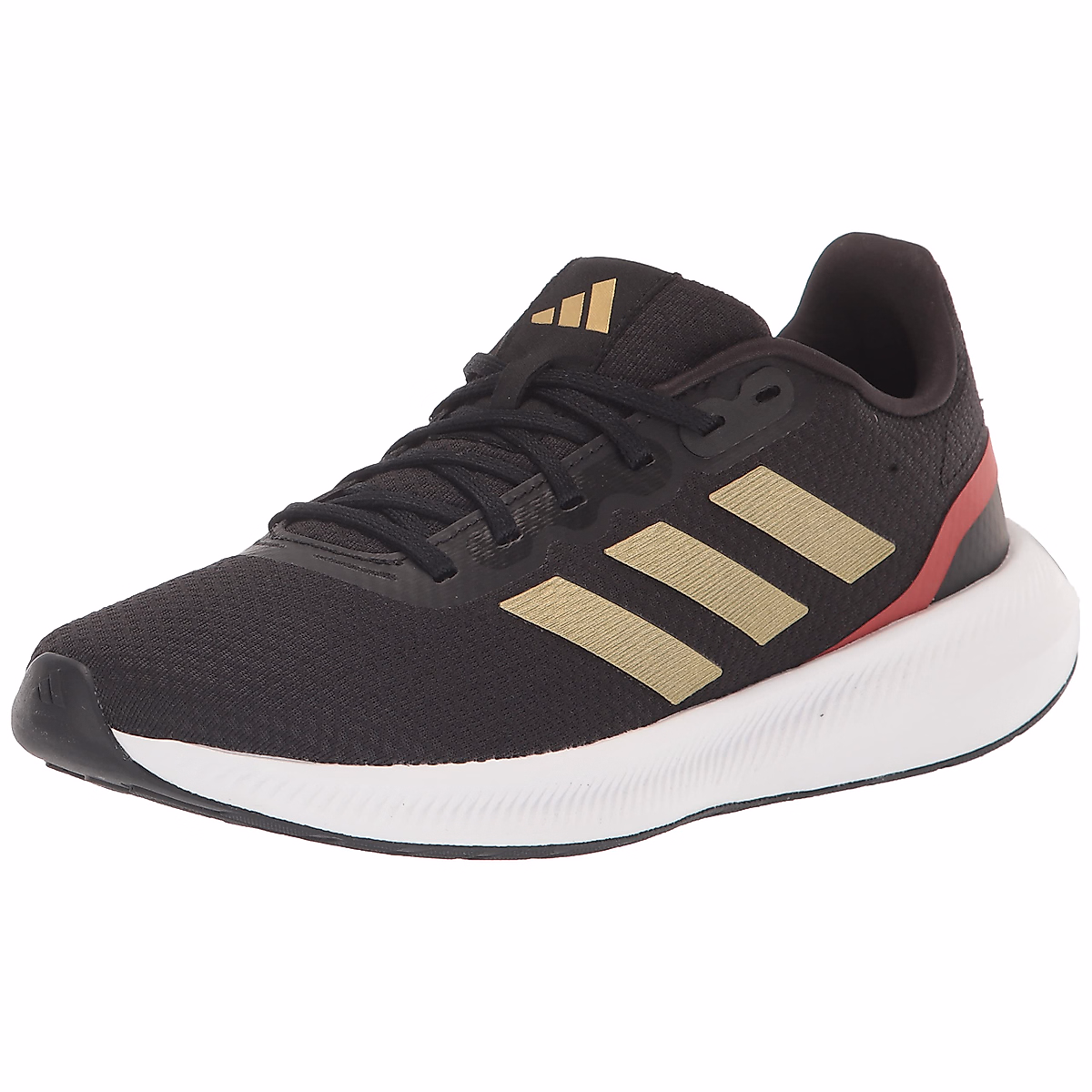 adidas Men's Run Falcon 3.0 Shoes Sneaker, Core Black/Gold Metallic/Better Scarlet, 8