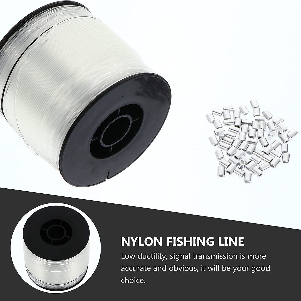 Healifty Fishing Line Nylon Fishing String Wire Strands Fishing Line Wire Leader Elastic Thread with 60 Aluminum Tackle for Fishing Lover 200M White