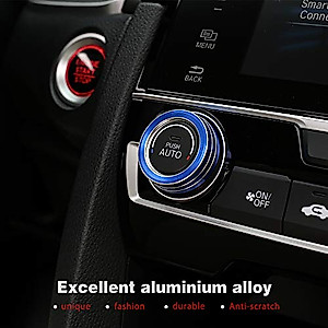 Thenice for 10th Gen Honda Civic Air Condition Knob Cover Trims, Anodized Aluminum AC Switch Temperature Climate Control Rings for Civic 2016 2017 2018 2019 2020 2021(Blue)