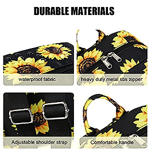 LEDAOU Mini Backpack Set Girls Fashion bookbags with Purse wallet backpack wallet set for Women Teens School Travel Bag (Black sunflower)