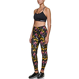 DKNY Women's Tight Printed High Waist Performance Leggings, Currant Light Trace, X-Large