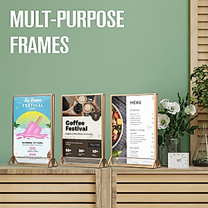 Acrylic Sign Holder 5x7, Wedding Table Numbers, Gold Picture Frame, Sign Holders, 5" x 7", 6 Pack, 2 Sided Frames, Lucite, Menu Holder Display, Vertical Photo Stand for Centerpieces, Card, Flyer, Art