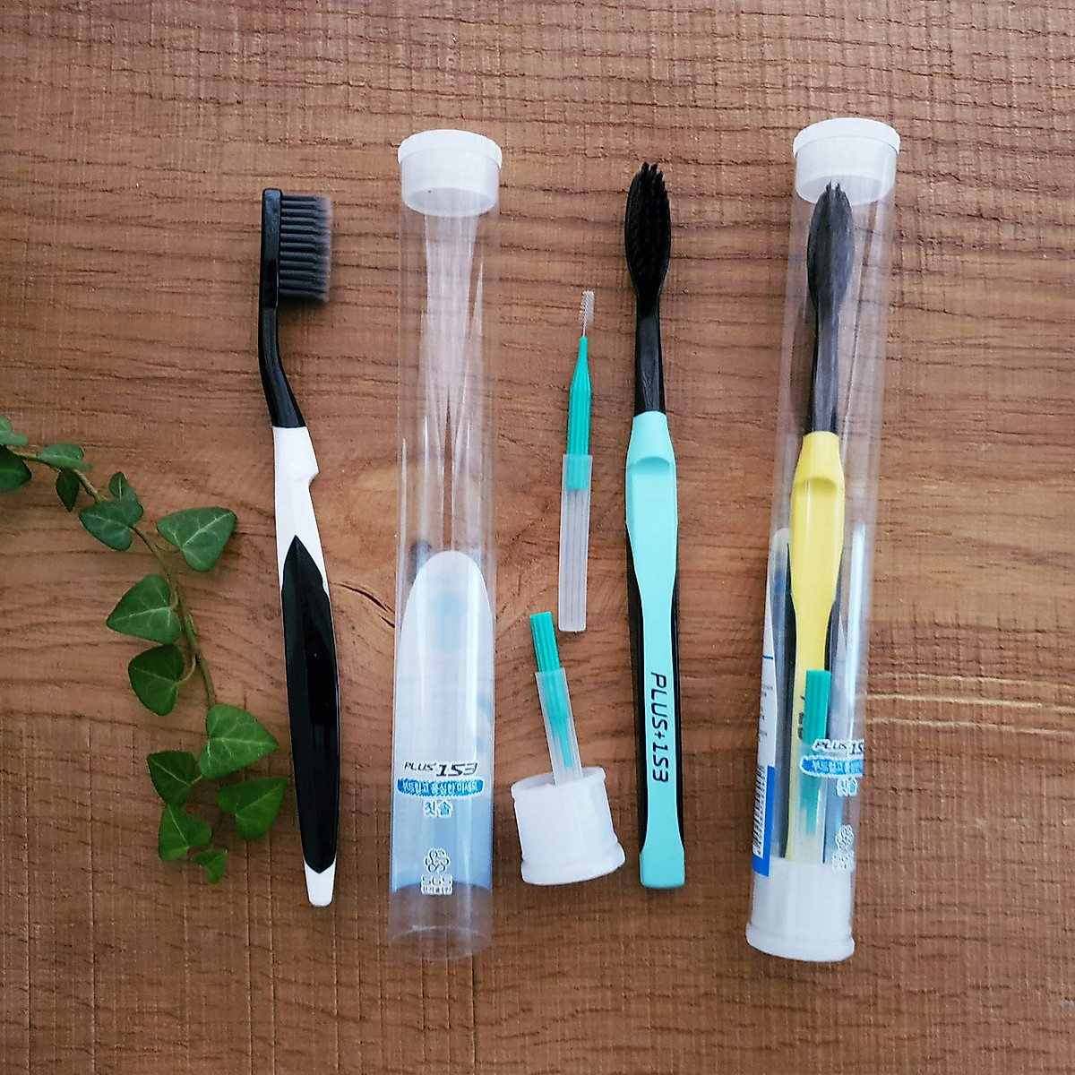 Dr. Dent Cladent Plus Charcoal Toothbrushes Regular Head Soft Whitening Brush for Adults Family Pack, Toothbrush for Gum Care, Individual Carrying Case & 4 Interdental Brush,(4 Colors,4 Pack)