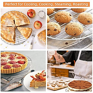 TamBee 8 Inch Cooking Rack Round 304 Stainless Steel Baking and Cooling Steaming Rack w Stand Cookware Fit for Air Fryer Pressure Cooker Canning Set of 2