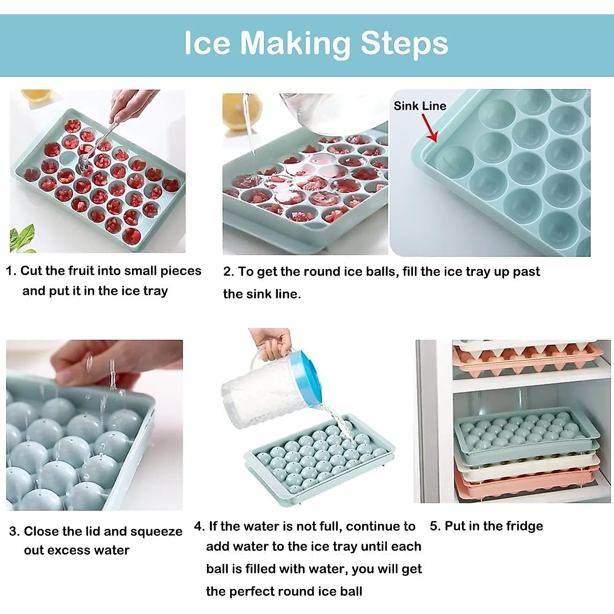2-Pack Silicone Ice Cube Trays with Lid/Bin/Scoop - Freeze Pieces of Ice for Chilling Drinks and Cocktails - Non-Toxic, BPA Free Molds - Freezer Organizer for Iced Coffee, Whiskey & More.
