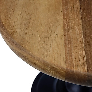 MY MIRONEY 7.87" Wooden Cake Stand Rustic Cake Holder with Black Base Round Cupcake Holder Wedding Cake Pedestal Stand for Dessert Table, Birthday Party, Home Decor