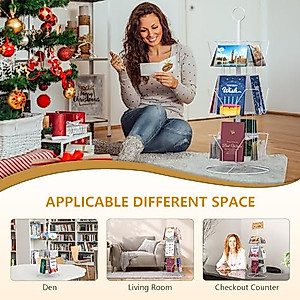 ANBOXIT Greeting Card Display Stand Rotating Rack Holder, for Postcard Sticker Retail, Metal White