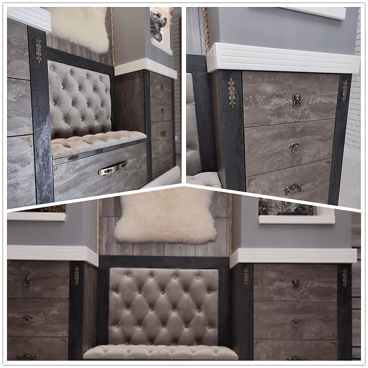 dophee 4 Pack Retro Decorative Corners Bracket, Antique Bronze Applique Furniture Chest Case Wooden Box Feet Leg Corner Protector Guard Furniture Fittings with Mounting Nails, 100x23mm/3.94"x0.91"