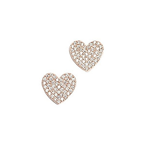 kate spade new york Pave Heart Rose Gold Stud Earrings