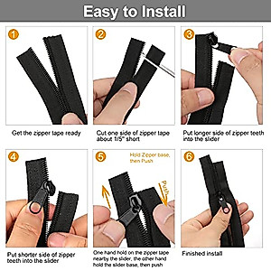 5Yards Bulk Zipper, #5 Zippers for Sewing, Black Nylon Coil Zipper by The Yards, Replacement Sewing Zipper with 20PCS Zipper Sliders for DIY Sewing Craft Bags by MiniRed (#5 Black)