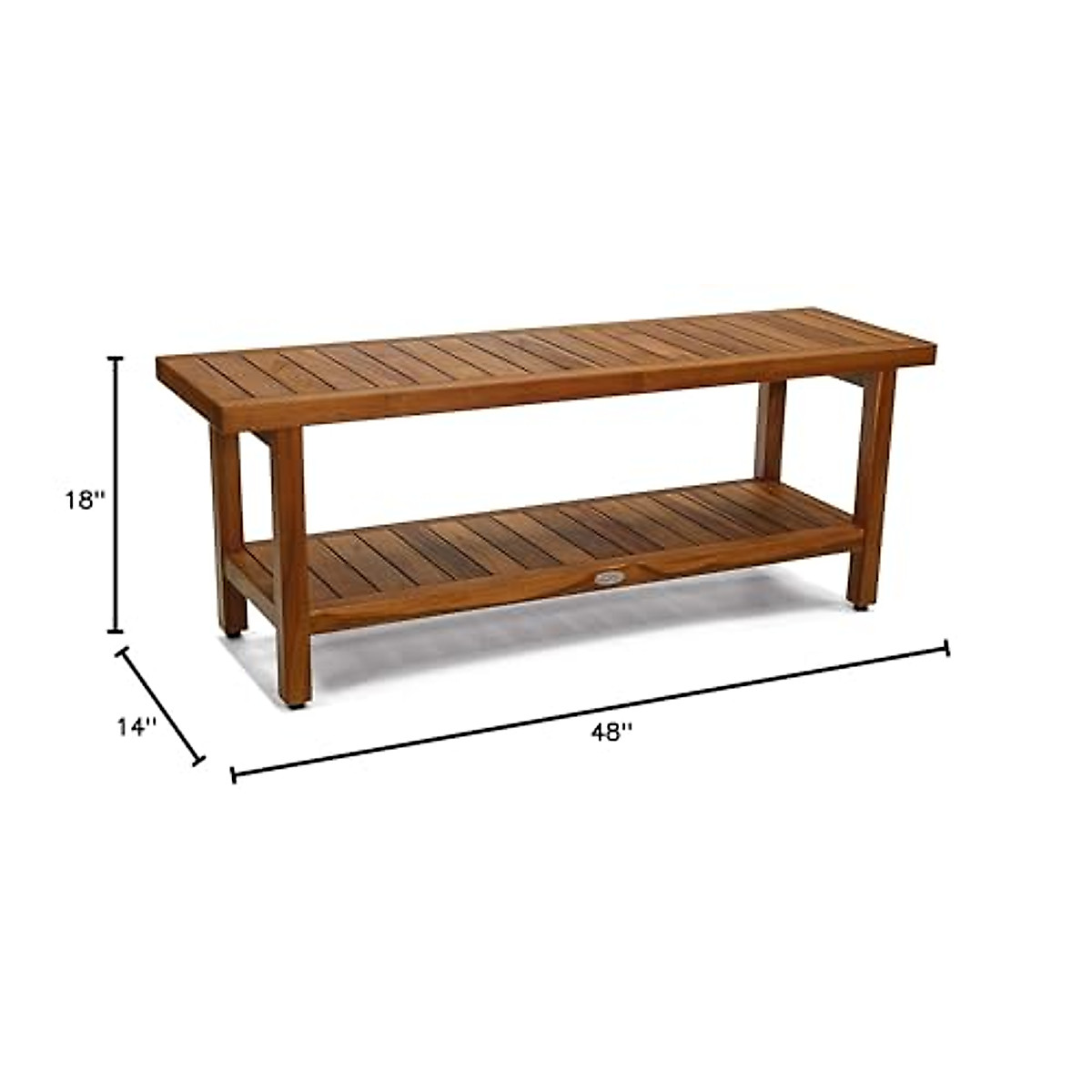 48" Spa Teak Shower Bench with Shelf