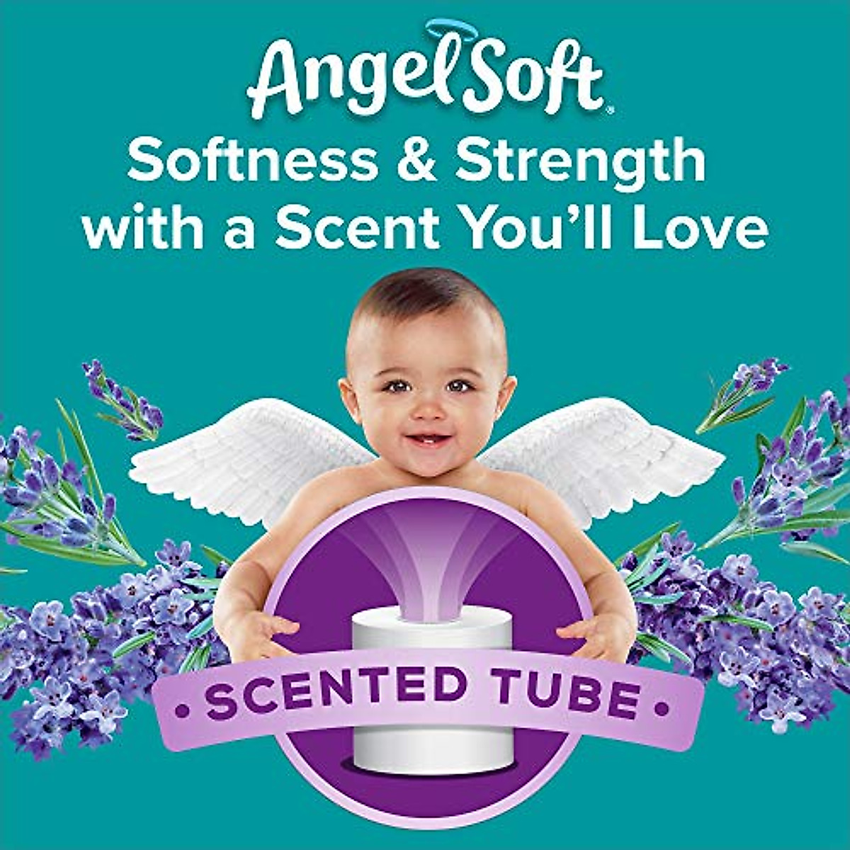 Angel Soft® Toilet Paper with Fresh Lavender Scented Tube, 6 Mega Rolls = 24 Regular Rolls, 2-Ply Bath Tissue