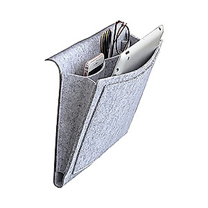 ANXVERS Felt Bedside Organizer Caddy, Bed Hanging Organizer, 5 Pockets Bed Hanging Bag for Home College Dorm Sofa Desk Bunk Bed, Can be Placed Glasses,Books,Mobile Phones,Keys -Dark Grey AN-CTSNDai