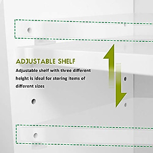 DORTALA Bathroom Cabinet Wall Mount Adjustable Shelf Elegant Two Door Collection Storage Medicine Cabinet, White