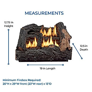 HearthSense VFL18M Dual Fuel Ventless Fireplace Logs Set with Manual Control, Use with Natural Gas or Liquid Propane, 30000 BTU, Heats up to 1000 Sq. Ft, Brown, 18 Inches