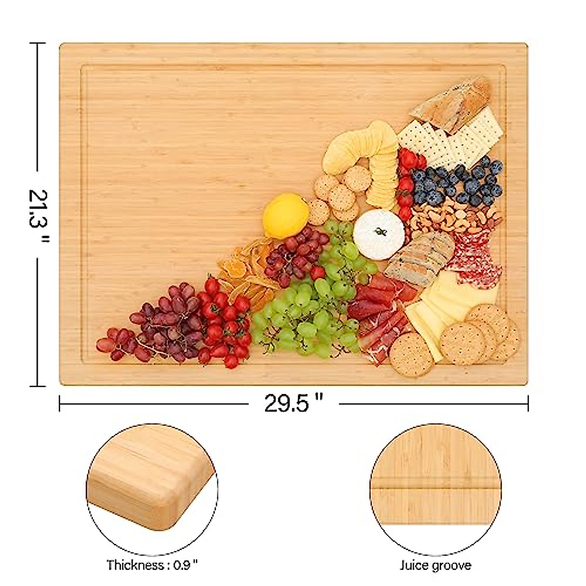 YUHFERA Stove Cover Board for Gas Stovetop - Raised Cutting Board with Legs and Juice Grooves, Adjustable Noodle Board Stove Cover for RV Stove Top (29.5" x 21.2")
