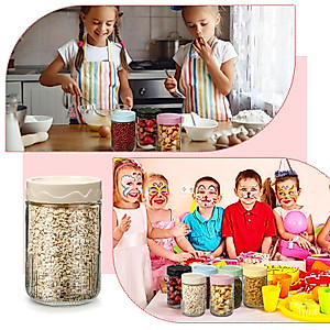 Dandat 6 Pcs Overnight Oats Container with Lid Overnight Oats Jars Glass Airtight Mason Jars Colorful Overnight Oatmeal Storage Container Fresh and Long Lasting for Milk Cereal (16.9 oz)