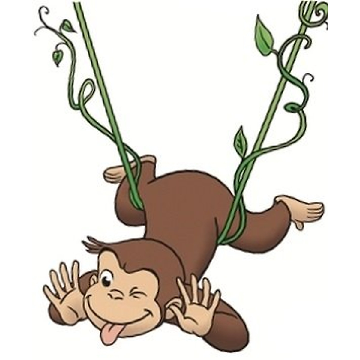 4 Inch Curious George Vine Monkey Animal Removable Peel Self Stick Adhesive Vinyl Decorative Wall Decal Sticker Art Kids Room Home Decor Girl Boy Children Bedroom Nursery 3 1/2 x 4 inches Tall