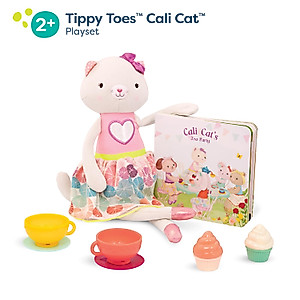 B. toys- Tippy Toes- Cali Cat- Plush Cat Playset- Pretend Play – Tea Party Set – Plush Cat Doll – Board Book – Cups & Play Food – 2 Years +