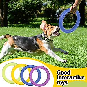 Liliful 4 Pcs Outdoor Dog Toy Dog Ring Toy Dog Flying Discs Dog Chew Toy Dog Playground Equipment for Small Medium Large Dog Training Fetching Throwing Catching Interactive Play, 4 Colors